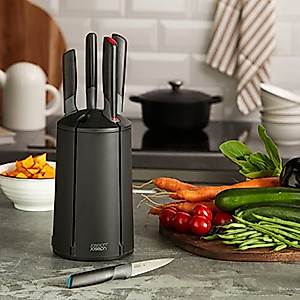Joseph Joseph 10527 Elevate Knives Carousel Knife Set with Rotating Storage Stand, 6-piece, Black (updated)