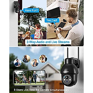 ANRAN 2K Security Camera Outdoor - Solar Camera Wireless with 360° View, Smart Siren, Spotlights, 3MP Color Night Vision, AI Human Detection, 2-Way Talk, Compatible with Alexa, Q3 Black