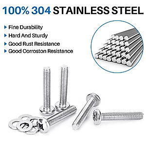 Rust-Free M8 Screws for Samsung TV - 5 Set of Stainless Steel M8 x 45mm TV Mounting Bolts with Washers and 10mm/15mm Spacers, Replacement Wall Mount Screws, Fit 49 – 88 inches Samsung TVs