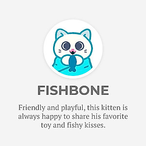 Hashtag Collectibles Purritos Series 2 - Fishbone Toy Figure, 7-inch White Blue Cat Animal Theme