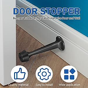 24 Pack Door Stop Heavy Duty Solid Rigid Door Stoppers with Soft Rubber Tip Wall Mount Door Stoppers for Bottom of Door (Black)