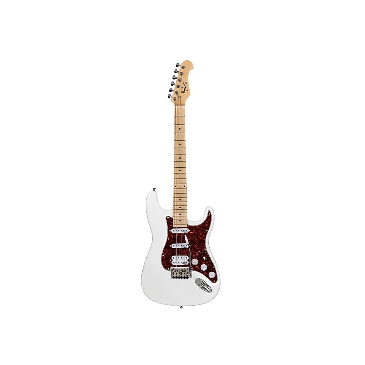 Monoprice 6-String Cali DLX Plus Electric Guitar - Right Handed, Gig Bag, Solid Ash Body, Ivory - Indio Series