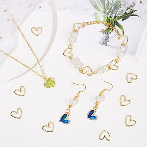 BENECREAT 20pcs Real 18K Gold Plated Linking Rings Brass Heart Jewelry Connectors Open Bezels for Bracelets Necklace DIY Making, Wedding, Mother's Day Festival Gifts, 11.5x13mm