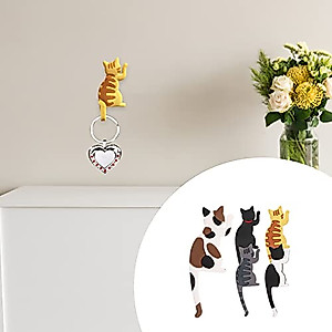 OUNONA 5pcs Cute Cat Wall Hooks Magnetic Refrigerator Hooks Set Fridge Magnet Hanging Hook Sticker Door Whiteboard Animal Key Holders for Home Office Decorations
