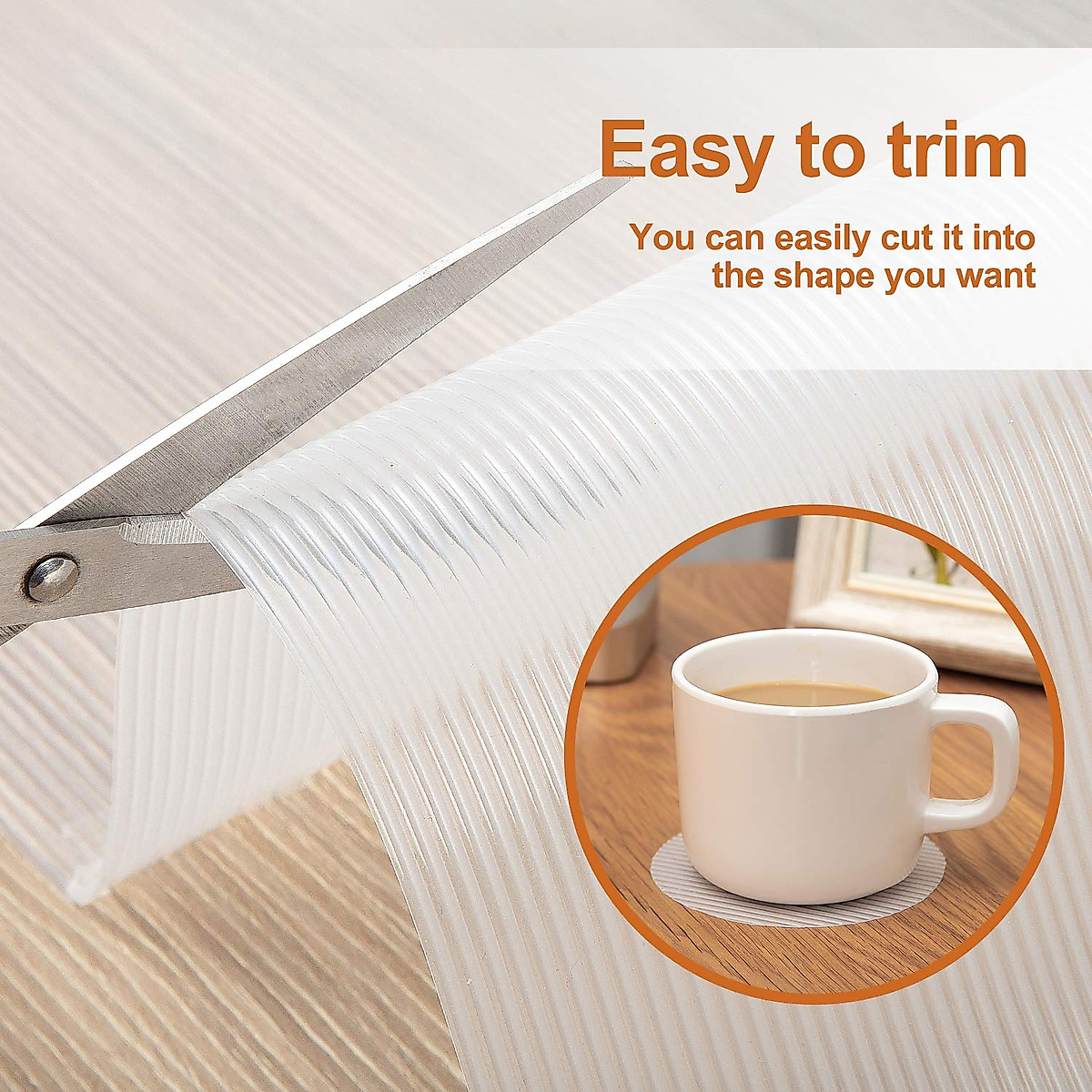 SinhRinh Shelf Liner, Non-Adhesive Drawer Liner, Double Sided Non-Slip Cabinet Liner 12IN x 10FT Cuttable and Washable for Kitchen, Shoe Rack and Refrigerator - Clear