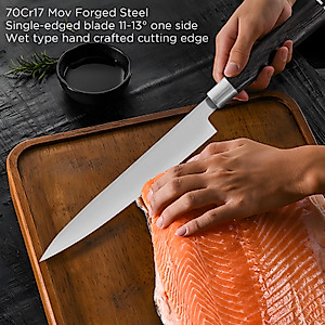 KANKIKUSUI Sashimi Knife, 9.3" Sushi Knife Set with Sharpener/Gift Box, HC70cr17mov Yanagiba Knife