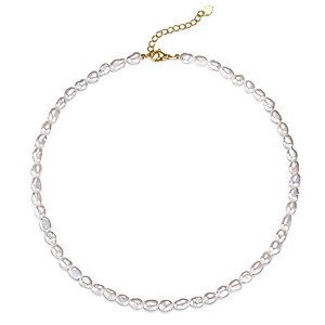 Pearl Necklaces for Women - Pearl Choker Necklace Strands Short Tiny Adjustable Chain Handmade Vintage Jewelry for Women