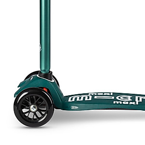 Micro Kickboard - Maxi Deluxe Eco 3-Wheeled, Lean-to-Steer, Swiss-Designed Micro Scooter Made with Recycled and Sustainable Materials for Elementary Kids, Ages 5-12 (Dark Green)