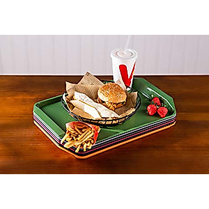 Eslite 6-Piece Plastic Fast Food Tray,16.9 by 11.8-Inches,Assorted Colors