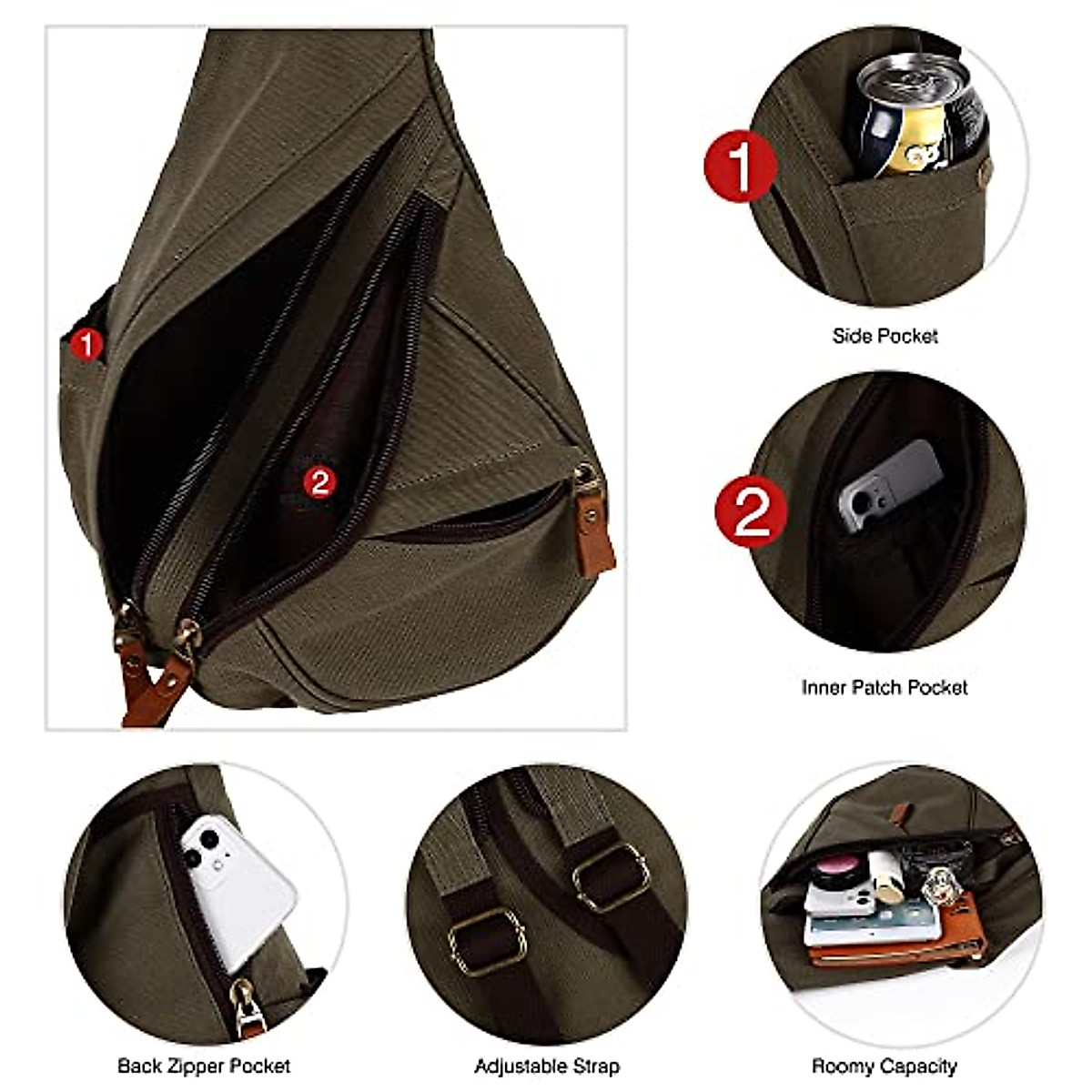 HuxFam Small Sling Crossbody Backpack Multipurpose Casual Daypack Backpacks Outdoor Cycling Hiking Travel