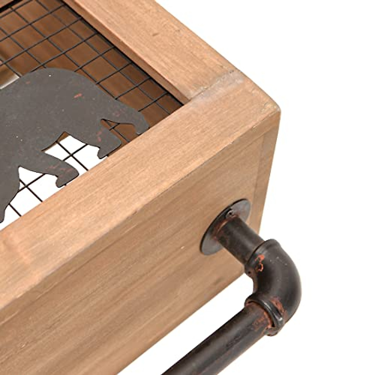 Synovana Cabin Style Hanging Towel Rack with Bar Farmhouse Wooden Floating Shelf Bear Wall Decor Rustic Wall Mounted Storage Towel Rack for Bathroom Kitchen Living Room Home Decor