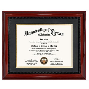 GMFrames 8.5x11 Diploma Degree Frame with Mat or Display 11x14 Certificates without Mat,Solid Wood,Cherry Finish with Intricate Black Rope Detail,UV Protection Acrylic