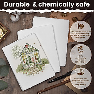 Watercolor Paper - 6 X 4 inches - Mixed Media Watercolor Paper - 200 GSM Thick Deckle Edge Virgin Cotton Handmade Paper - Off White