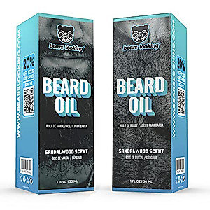 Bears Looking Beard Oil Conditioner - All Natural Sandalwood Scent with Argan Oil - Softens & Strengthens Beards and Mustaches