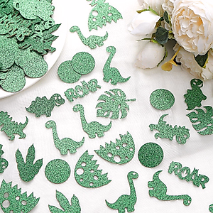 230 Piece Dinosaur Confetti Jungle Theme Baby Shower Decor,Dinosaur Birthday Table Confetti Dinosaur Table Decorations,Cute Dinosaur Confetti Green Confetti, Dinosaur Baby Shower Supplies For Kids