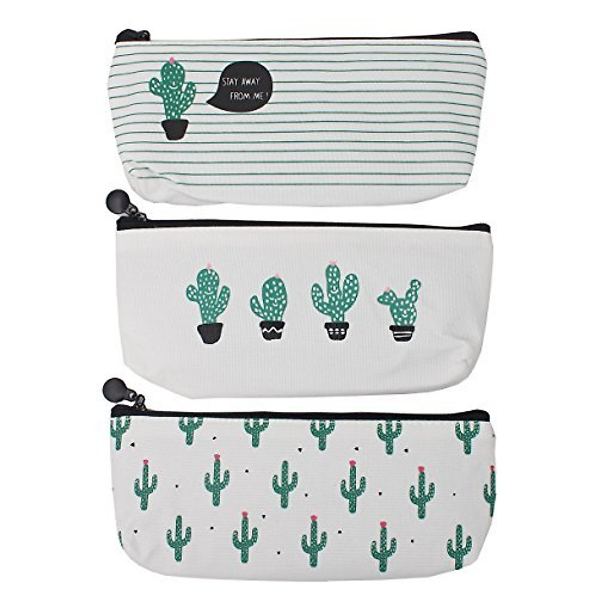 Z ZICOME Cactus Canvas Pencil Cases Purse Pouches, 3 Pack