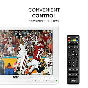 Tyler 13.3” Portable TV LCD Monitor 1080P Rechargeable Lithium Battery Operated, 3 Antenna, HDMI, SD, USB, RCA, FM Radio, Digital Tuner, AV Inputs, AC/DC, TV Stand & Remote Control For Kids Car Travel