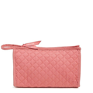 Vera Bradley Women's Cotton Trapeze Cosmetic Makeup Organizer Bag, Terra Cotta Rose - Recycled Cotton, One Size