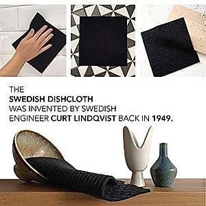 SCANDISH Black Swedish Dishcloths for Kitchen - Set of 3 Swedish Dish Cloths | Swedish Dish Towels Made in Sweden | Reusable, Compostable Black Dishcloths for Kitchen