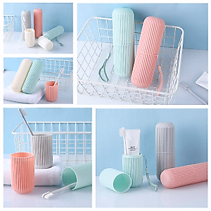 1Pcs Travel Toothbrush Holder, Multifunction Wash Cup for Business Trips, Portable Lightweight Toothbrush Holder Cup, 4 Colors Available. (Pink)