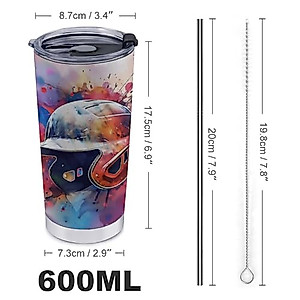 WNICELIN Vintage Graffiti Baseball Cap Tumbler Insulated Travel Mug Stainless Steel Travel Tumbler Car Cup with Straw And Brush with Lid 20oz