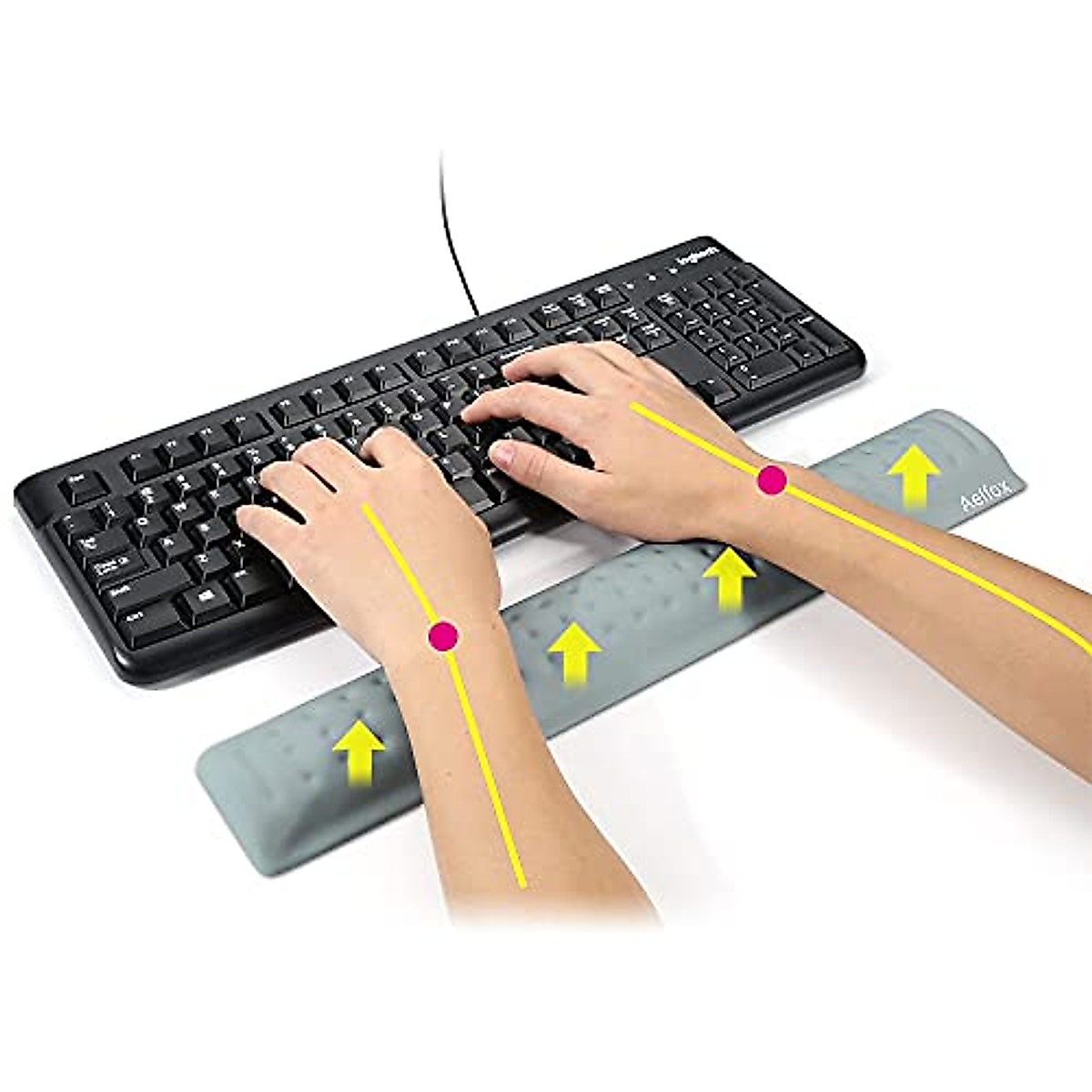 Aelfox Memory Foam Keyboard Wrist Rest&Mouse Wrist Rest, Ergonomic Design Wrist Pad for Computer Keyboard Laptop Wrist Support, Arm Rest for Desk Accessories in Home Office School(Black)