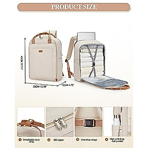 UPPACK Travel Laptop backpack for Women Work Bag Teacher Backpack Large Travel Backpack Women Carry On Backpack Laptop Backpacks for Men Personal Item Backpack for Airlines Outdoor Waterproof Beige