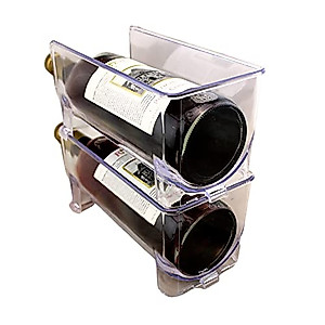 Dependable Industries Set of 4 Stackable Countertop Horizontal Fridge and Freezer Wine Bottle Holder Home Dining Room and Kitchen Storage BPA Free Plastic