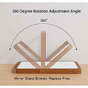 ZOROSY Wood Table Vanity Makeup Mirrors - Rectangle Wall-Mounted Mirrors Desk Mirrors for Living Room Bedroom Birthday Gifts