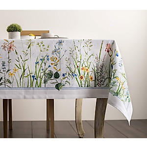 Maison d' Hermine Table Cover 100% Cotton 54"x72" Decorative Tablecloth Washable Rectangle Tablecloths, Dining, Home, Wedding, Banquet, Buffet, Fleurs De Mai - Spring/Summer