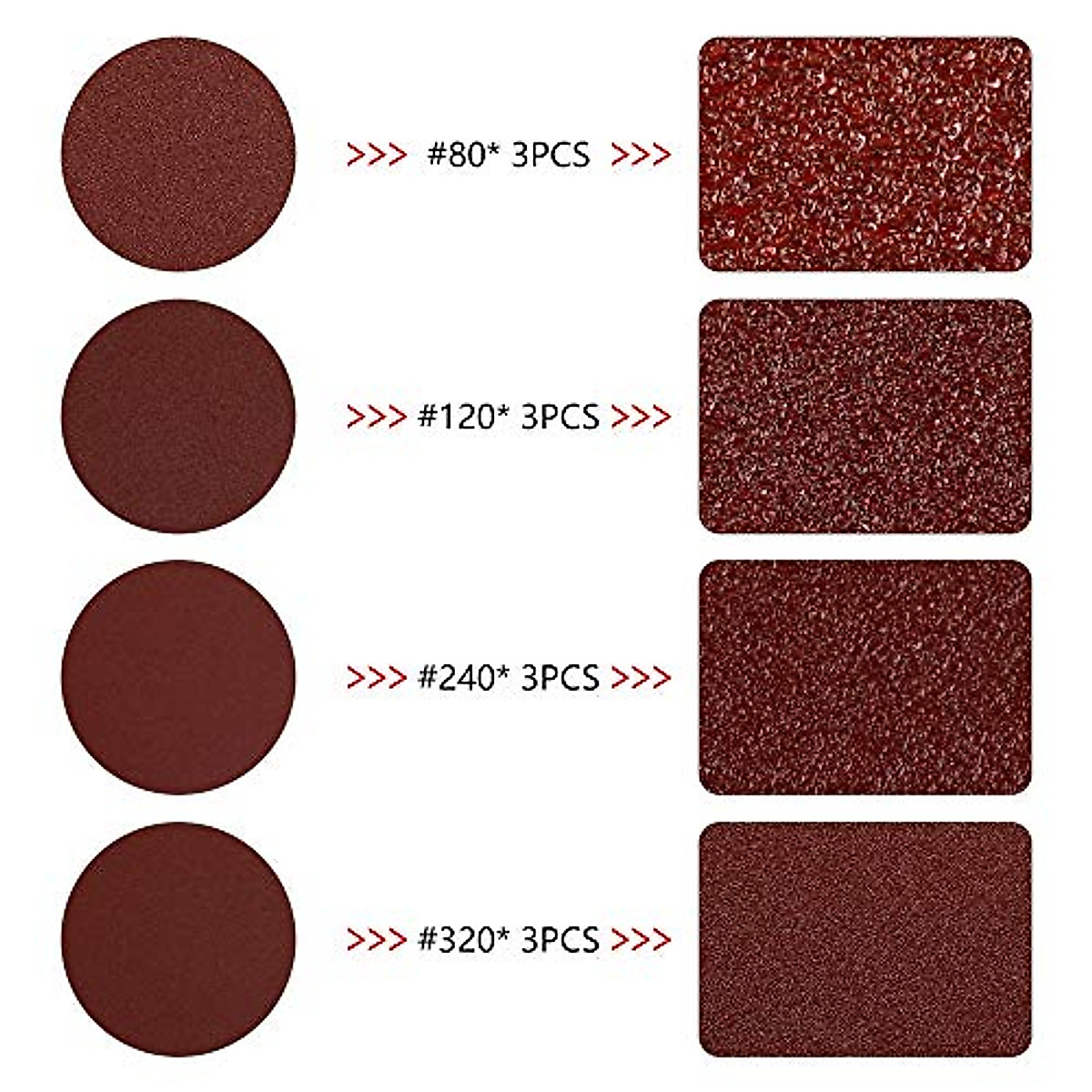 SPTA Mini Air Angle Sander Grinder Air Random Palm Sander Air Orbital Sander with M6 Backing Plate Car Polisher Sets with 36Pcs Mix Grit 80mm, 50mm, 25mm Sanding Disc Sanding Pads