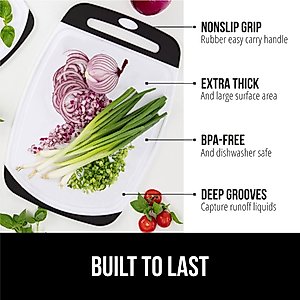 Gorilla Grip Drawer and Shelf Liner and Durable Kitchen Cutting Board, Shelf Liner Size 12 in x 20 FT, Strong Grip, Cutting Board Set of 3, Nonslip Handle and Border, Both in Black, 2 Item Bundle