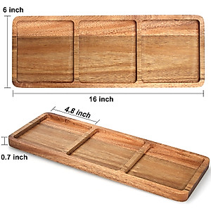Large Wooden Bathroom Vanity Tray Rectangular Soap Dispenser Holder for Kitchen Counter Acacia Wood Serving Tray for Perfume Dresser Key Tray Divider Kitchen Sink Tray Decor Bathroom Toilet Tank Tray