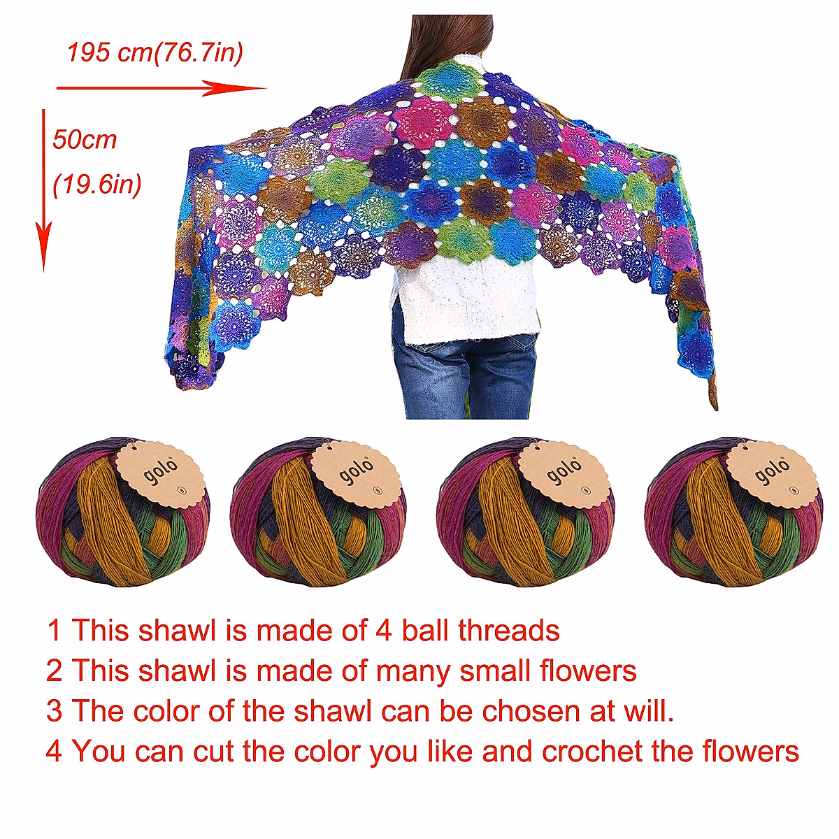 golo MQ Colorful Ball Wool Yarn for Hand Weaving