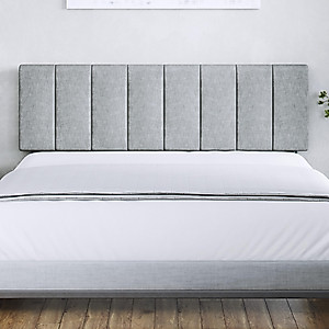 Celestial Sleep Vertical Channel-Tufted Mid-Rise Upholstered Headboard, Wall or Bed Frame Mount - Full or Queen (Gray)