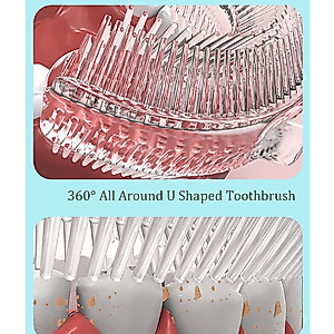 newrichbee 3 Pack U Shaped Toothbrush Kids,Food Grade Silicone Head, Kids Toothbrush for Age 2-6 Years Old(Pink&Blue&Green)