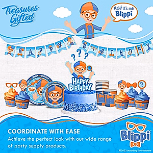 Treasures Gifted Officially Licensed Blippi Birthday Banner - Blippi Happy Birthday Banner - Blippi Birthday Party Supplies - Blippi Party Decorations - Blippi Banner - Blippi Party Supplies