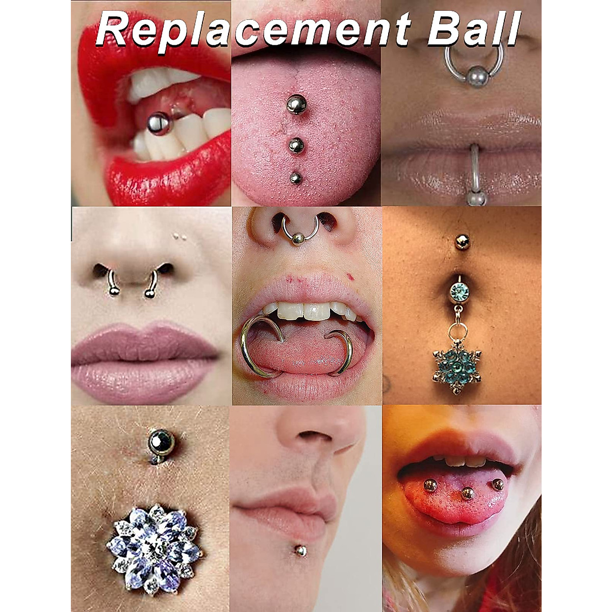 Prjndjw 25Pcs 14G Replacement Balls Externally Threaded Surgical Steel Balls Industrial Barbell Tongue Nipple Belly Button Piercing Rings Parts 3MM 4MM 5MM 6MM 8MM