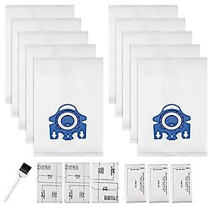 10 Packs 3D Airclean Bags Replacement for Miele GN Vacuum Cleaner Bags for Miele Classic C1 Complete C1 Complete C2 Complete C3 S227 S240 S270 S400 S2 S5 S8 Series with 3 Motor Protection Filters, 3 AirClean Filters
