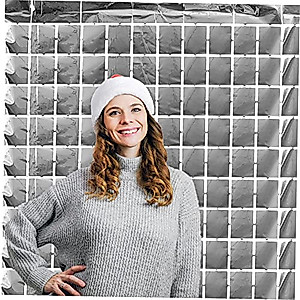 Mikikit 6 pcs Square Tinsel Curtain Pink Decor Blue Decor Gold Curtain Metallic Tinsel Curtains Purple Party Decorations Tinsel Backdrop Wall Tinsel Fringe Curtain Ribbon Christmas Plastic