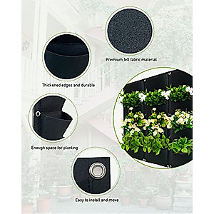 OneV FT Hanging Wall Planters for Indoor, 4 Pockets Vertical Garden Planters Hanging Planting Grow Bags, Garden Plant Accessories for Yard Doorway Home Decoration