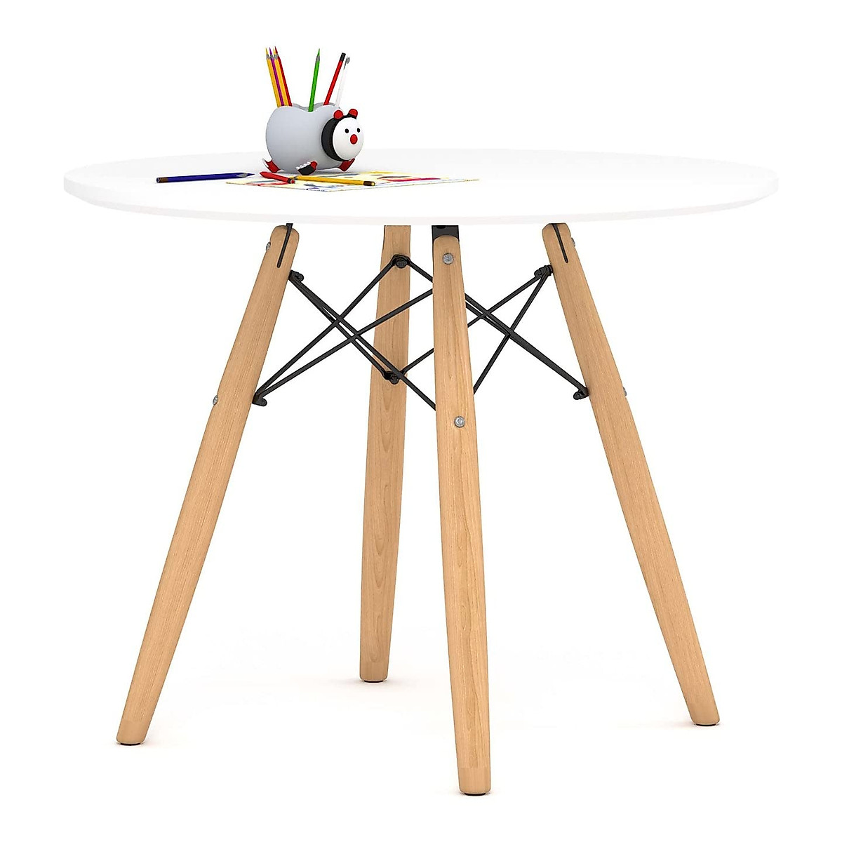 Aron Living 23" Mid-Century Wood Kids Playroom Table in White