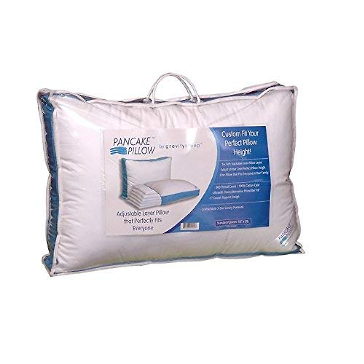 Pancake Pillow The Adjustable Layer Pillow. Custom Fit Your Perfect Pillow Height. Queen Size Luxury Pillow