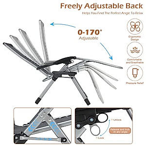 GYUTEI Zero Gravity Chairs,Adjustable Reclining Lounge Chair with Removable Cushion and Cup Holder for Indoor and Outdoor,Supports Over 440lbs(Coffee)