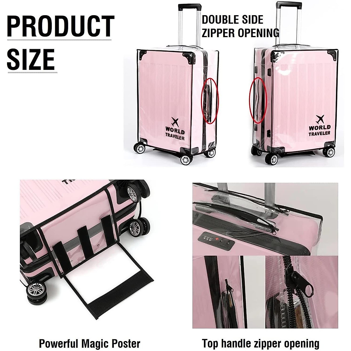 RF REENFAYA Suitcase Cover Luggage Protector Covers Clear Luggage Cover PVC Suitcase Luggage Cover Waterproof Luggage Case Thicken Suitcase Protector Cover (26inch)