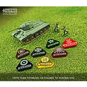 LITKO World War Two Miniature Wargames National Faction Activated Token Game Pieces Compatible with Bolt Action (Brown (United States))