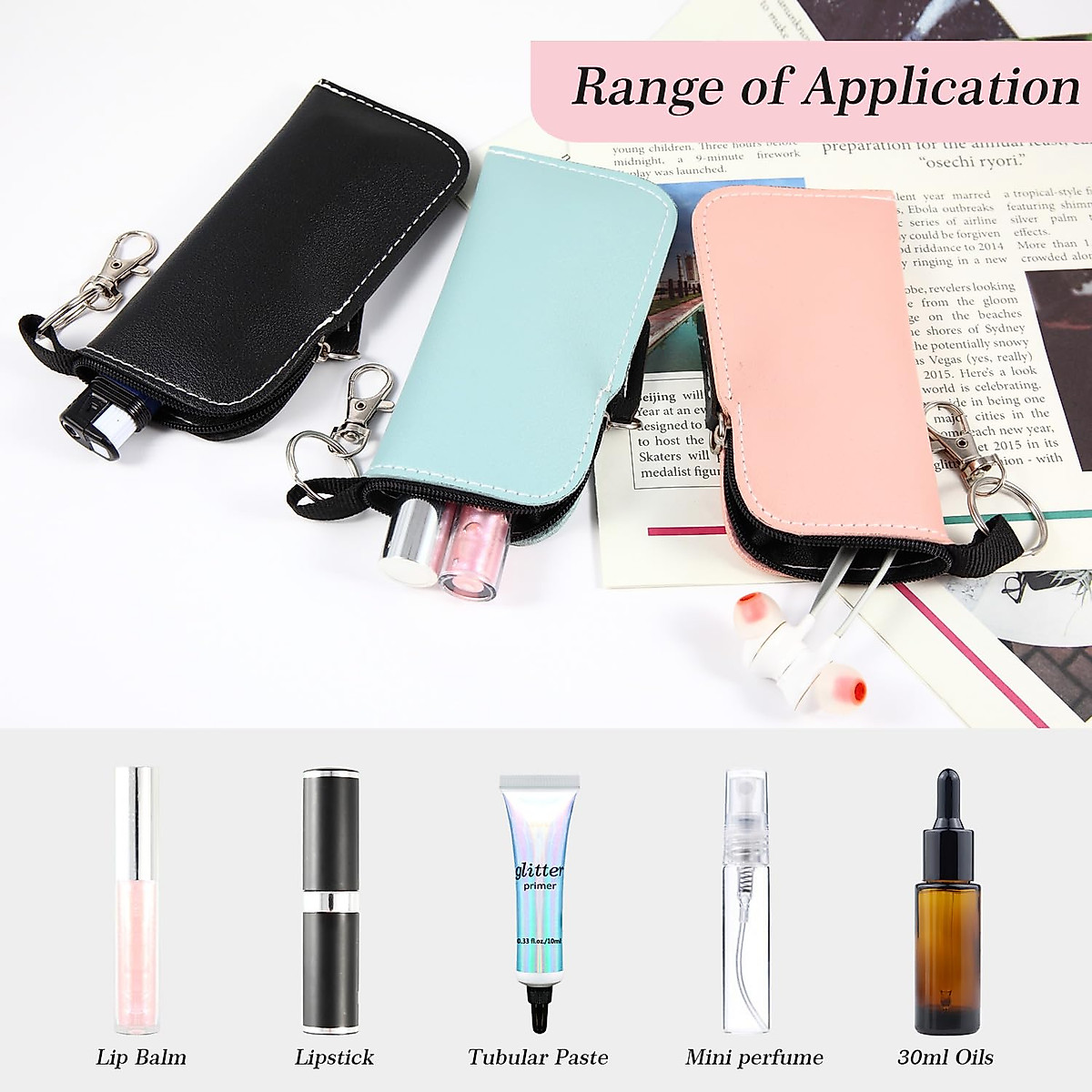Chapstick Holder Lip Balm Sleeves Pouch Portable Lipstick Holder Bags Lip Gloss Holder Lipstick Bag With Hook Gift for Women