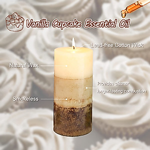 Petristrike Pillar Candles, Scented Candle, Set of 3 Vanilla Cupcake Aromatherapy Candles for Home Scented, Woman Gifts, Bathroom, Spa, Wedding (3 × 6")