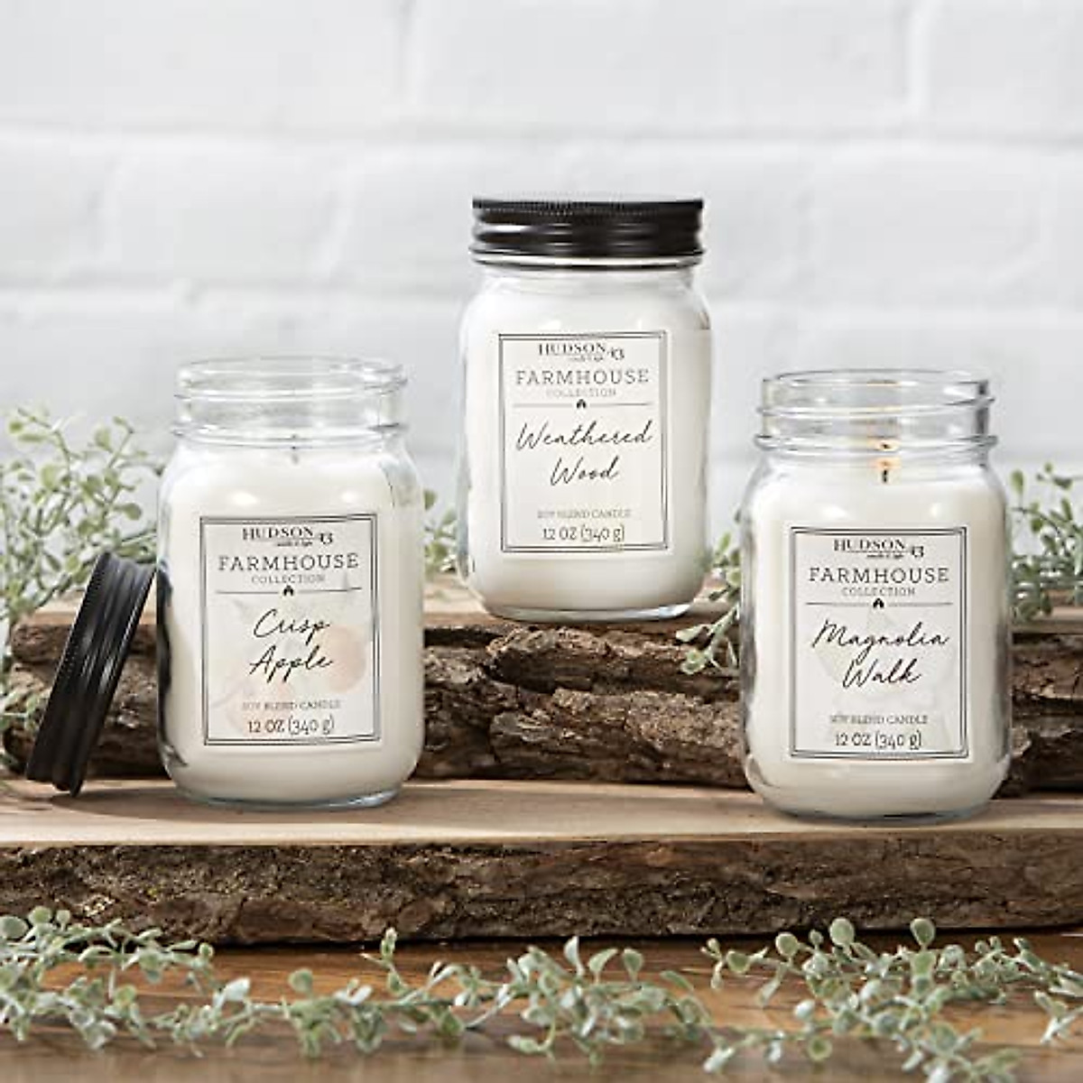 Mason Jar Candle Farmhouse Decor | Campfire Scented Candle with Natural Soy Wax Blend | Long Lasting Fireside Candle for Home Fragrance, Decorative Fall Jar Candle with Lid, 12 oz