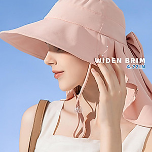Chasenew Women's Sun Hat UV Protection Foldable Waterproof Wide Brim Bucket Hats with Neck Flap for Summer Beach Fishing Hiking Beige